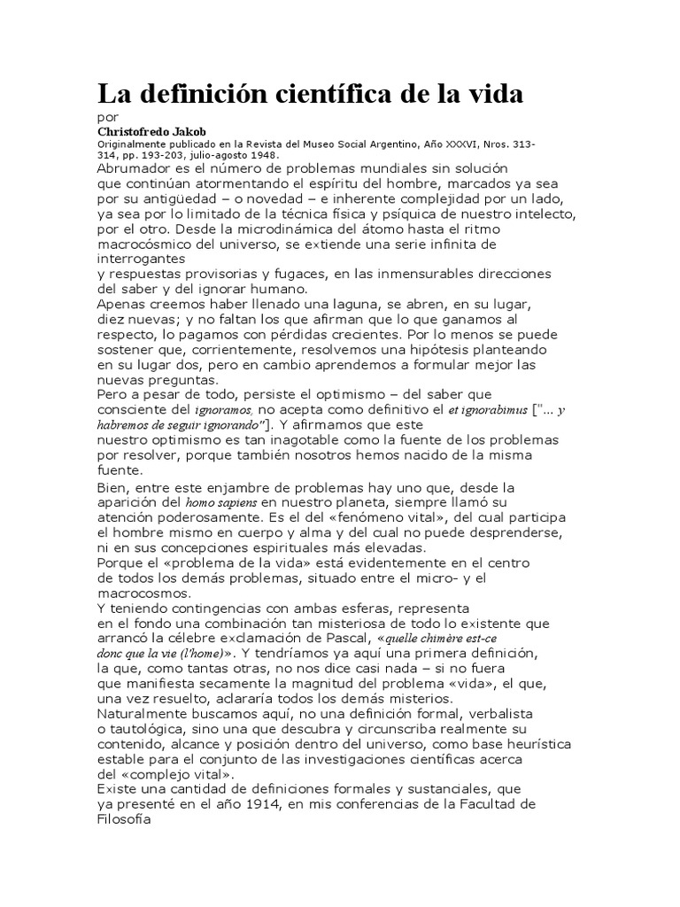 La Definición Científica de La Vida | PDF | Vida | Naturaleza