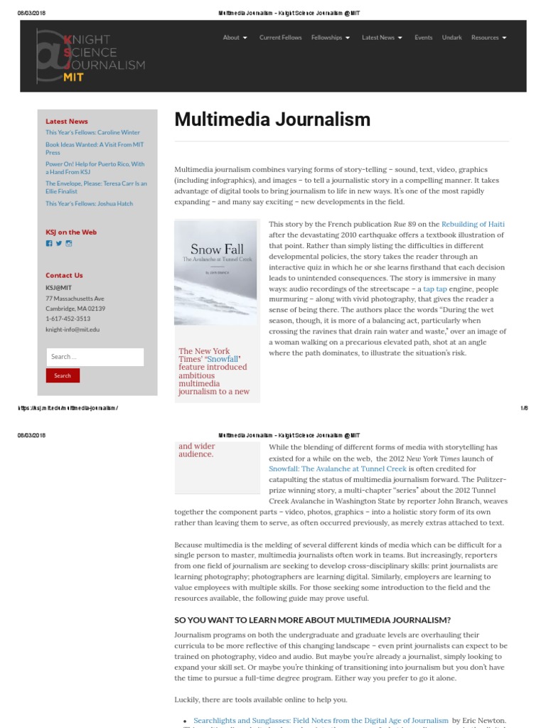 Multimedia Journalism | PDF | Multimedia | Journalism