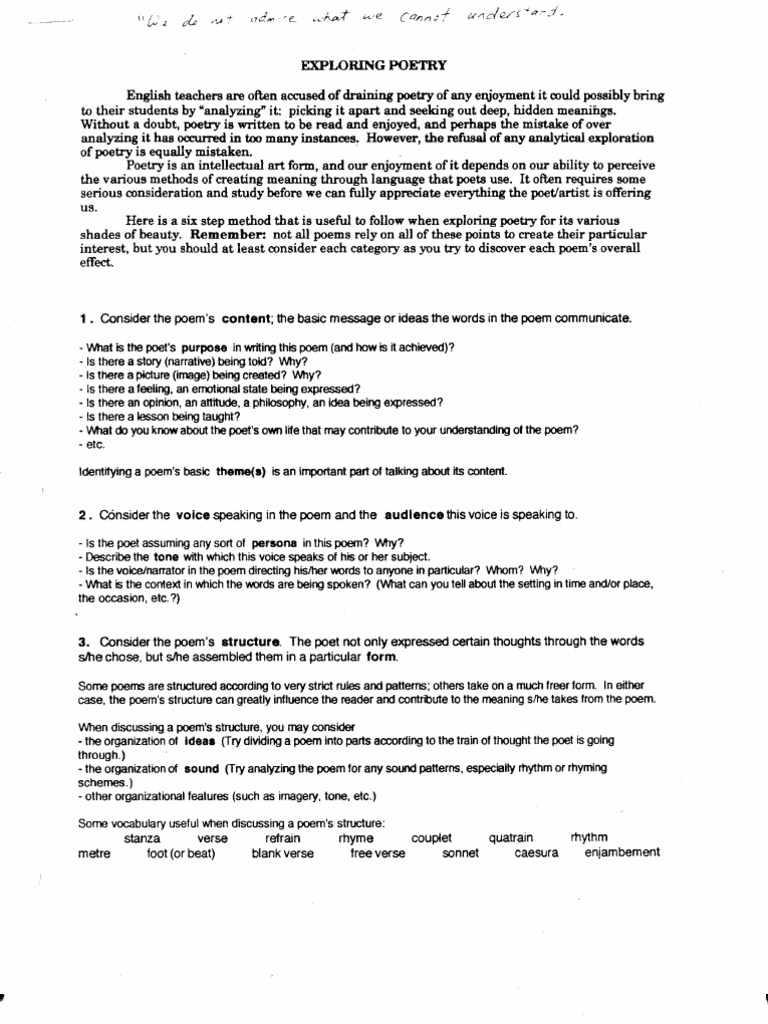Six Steps to Analyze Poetry | PDF | Poetics | Poetic Form