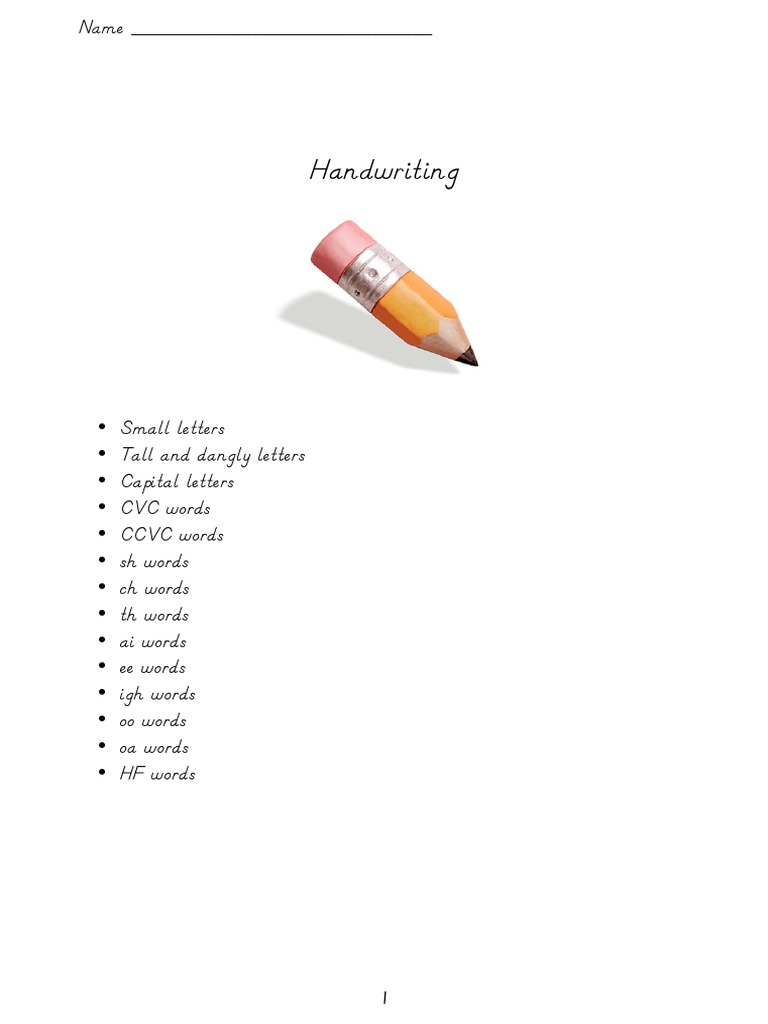Handwriting Booklet 1 Non Cursive With Linesb | PDF | Writing | Nature