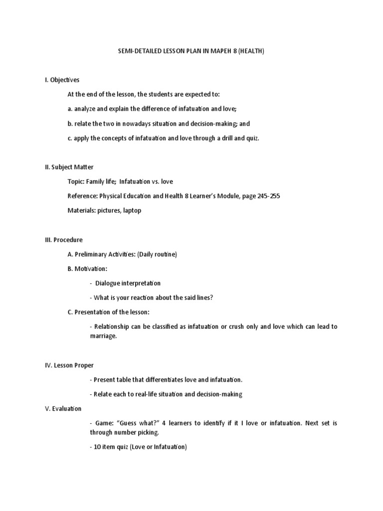 Love vs Infatuation Lesson Plan | PDF