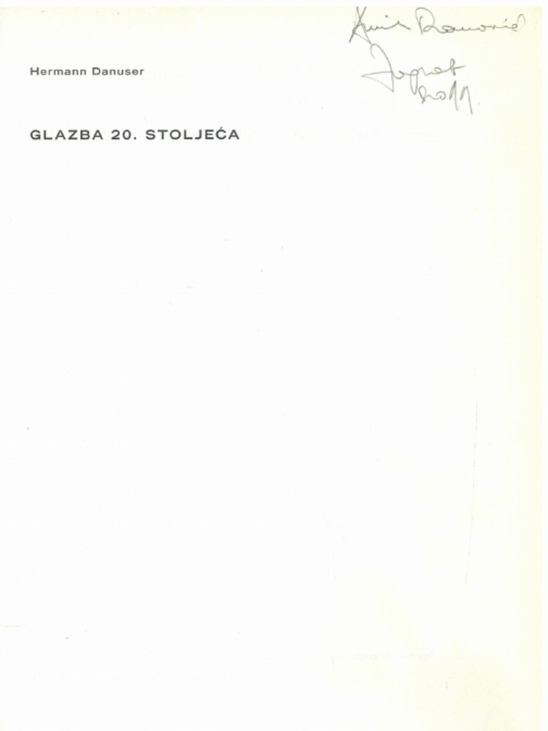 Danuser, Hermann. Glazba 20. Stoljeca | PDF