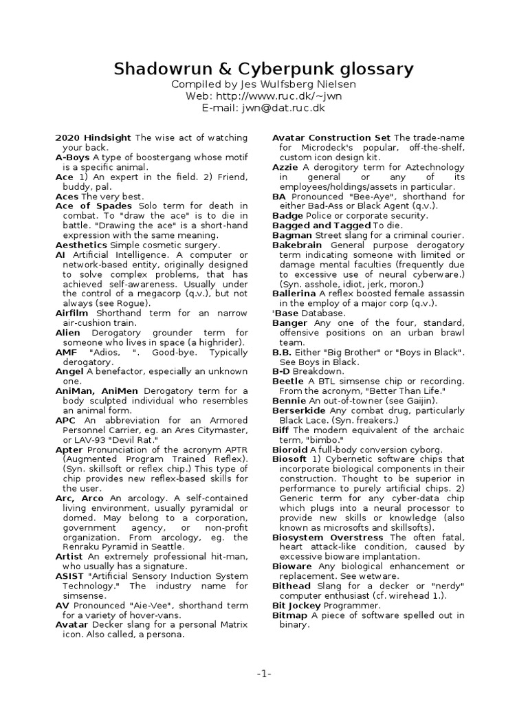 ShadowRun - Slang | PDF | Cyborg | Artificial Intelligence