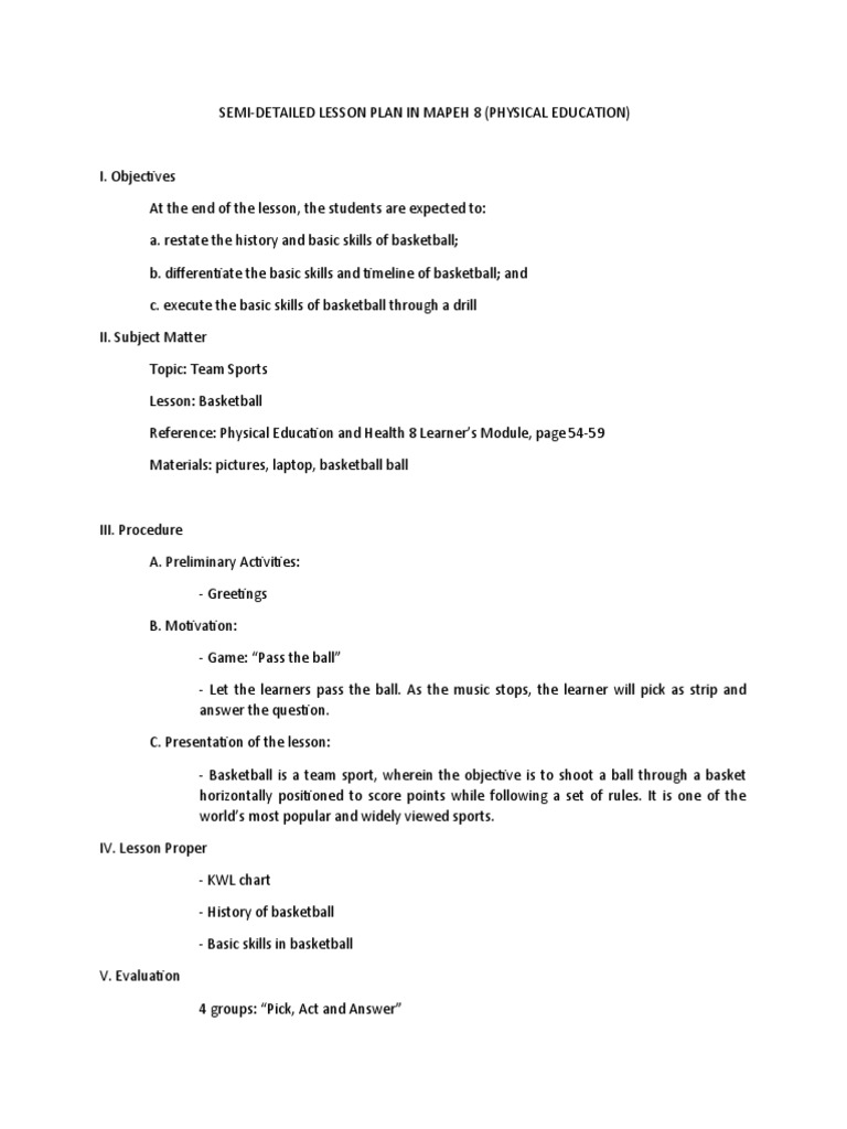 Basketball Objectives and History Lesson | PDF
