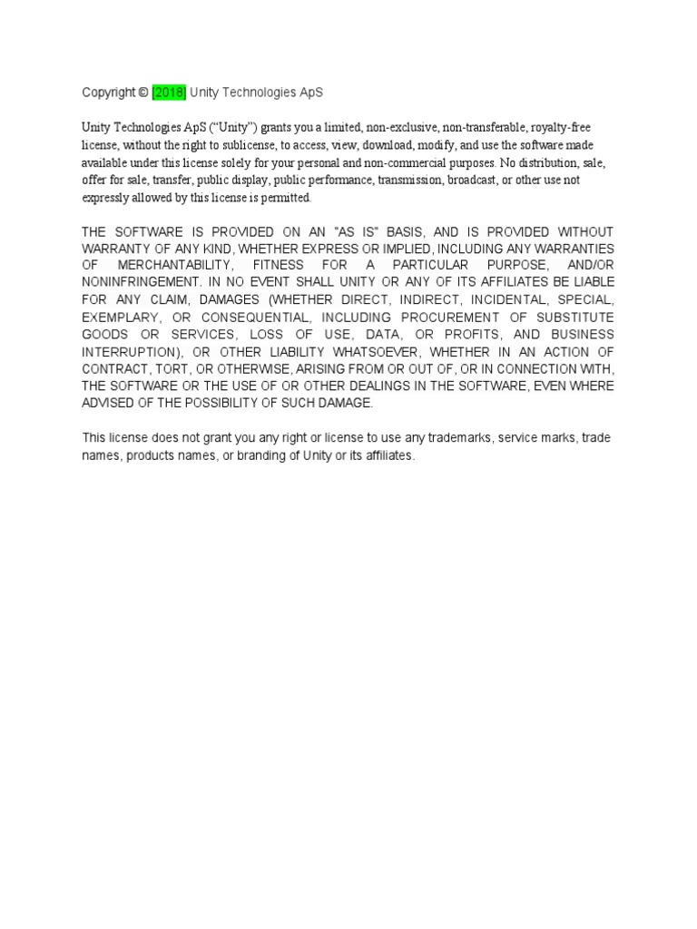 2018) Unity Technologies Aps | PDF