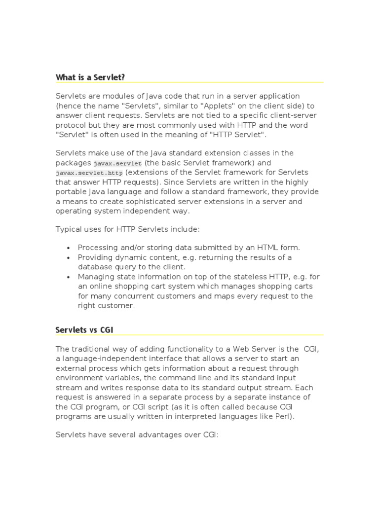 What Is A Servlet?: Javax - Servlet Javax - Servlet.http | PDF | Java ... What Is A Servlet?: Javax - Servlet Javax - Servlet.http | PDF | Java ...