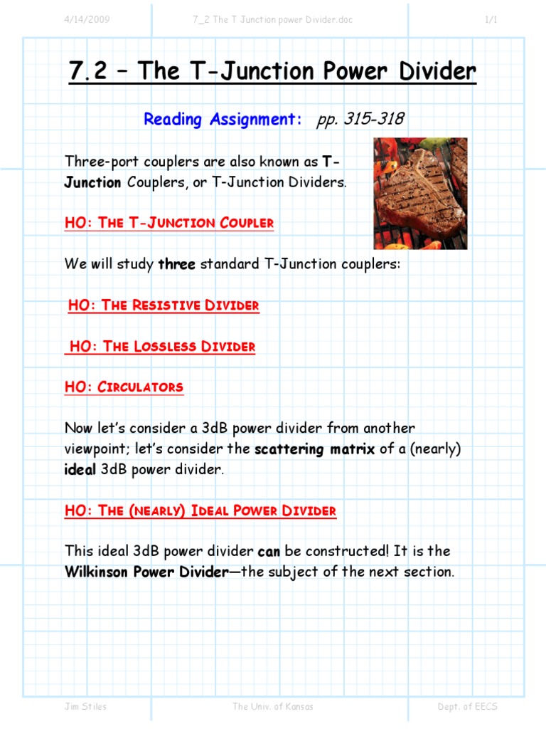7.2 - The T-Junction Power Divider: Reading Assignment | PDF ...