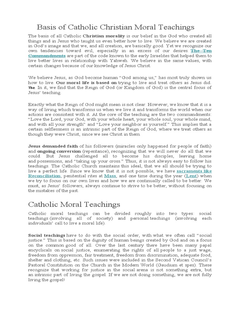 Basis of Catholic Christian Moral Teachings | PDF | Conscience ...