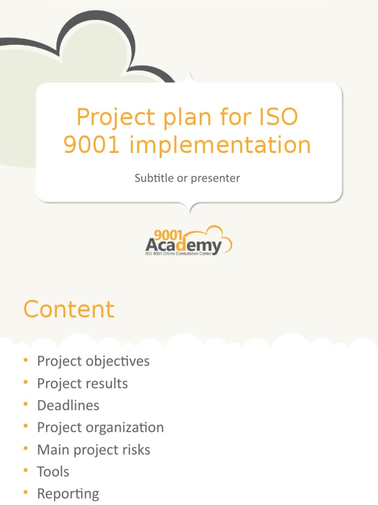 Project Plan For ISO 9001 Implementation: Subtitle or Presenter | PDF ...
