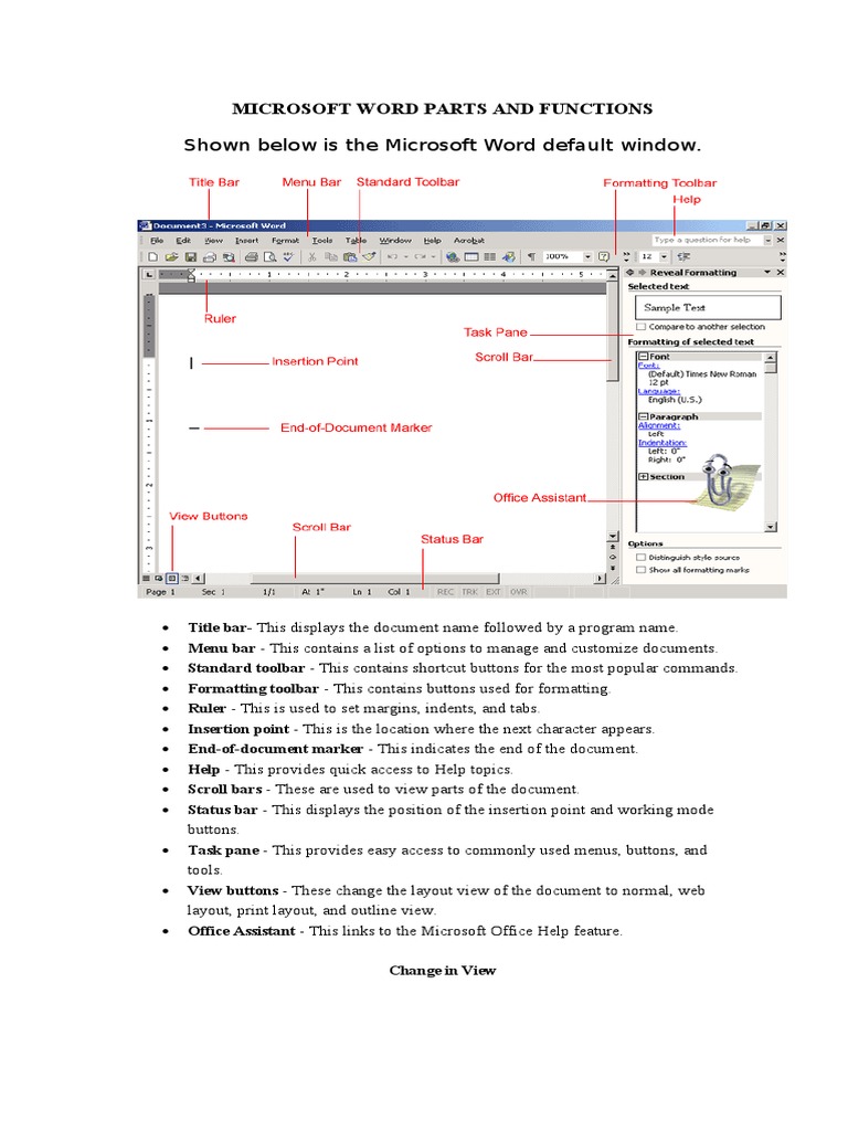 Shown Below Is The Microsoft Word Default Window | PDF | Menu ...