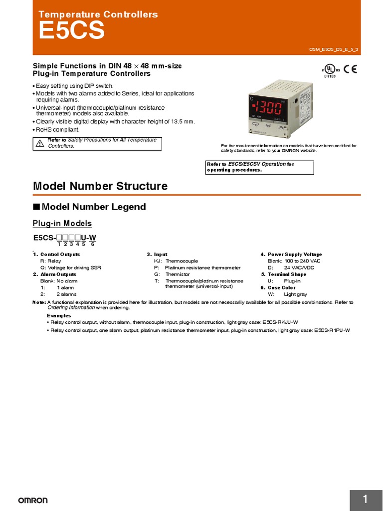 E5cs Omron Temperature Controller | PDF | Thermocouple | Electromagnetism