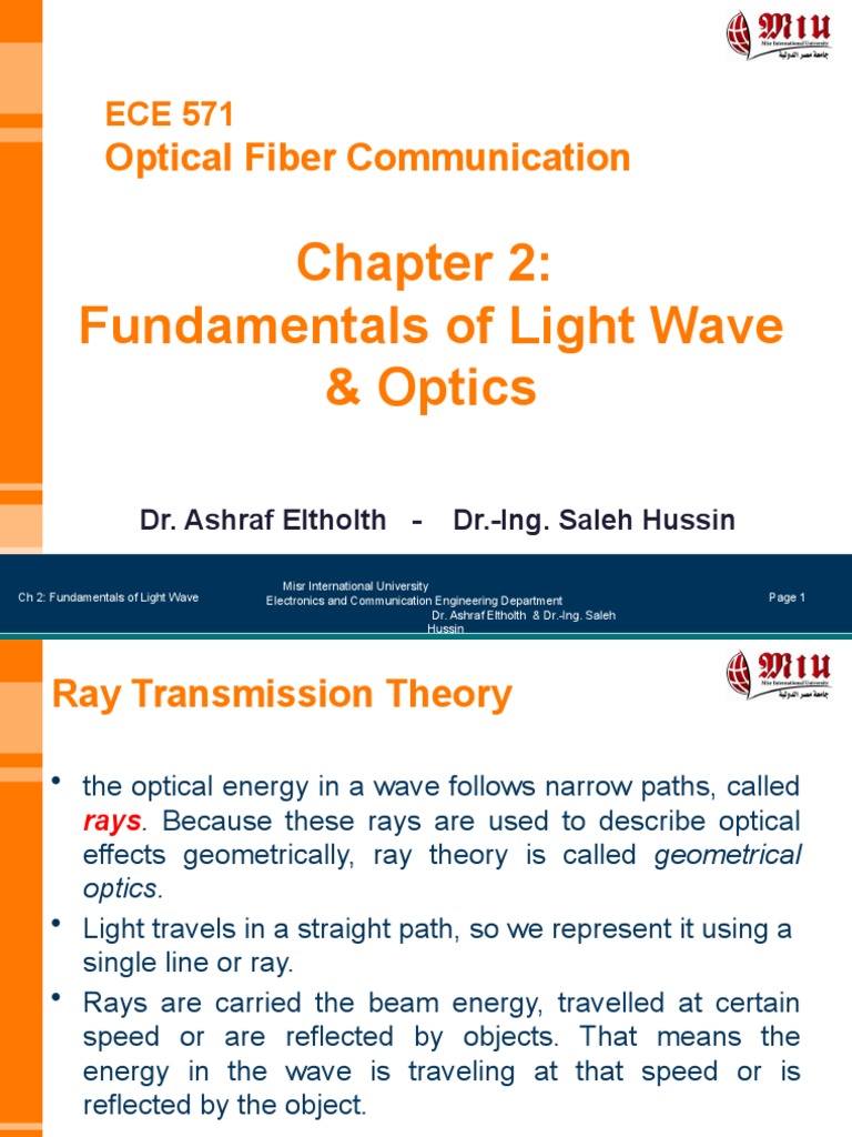 Ch2 Fundamentals of Light Wave - Optics | PDF | Refraction | Optical Fiber