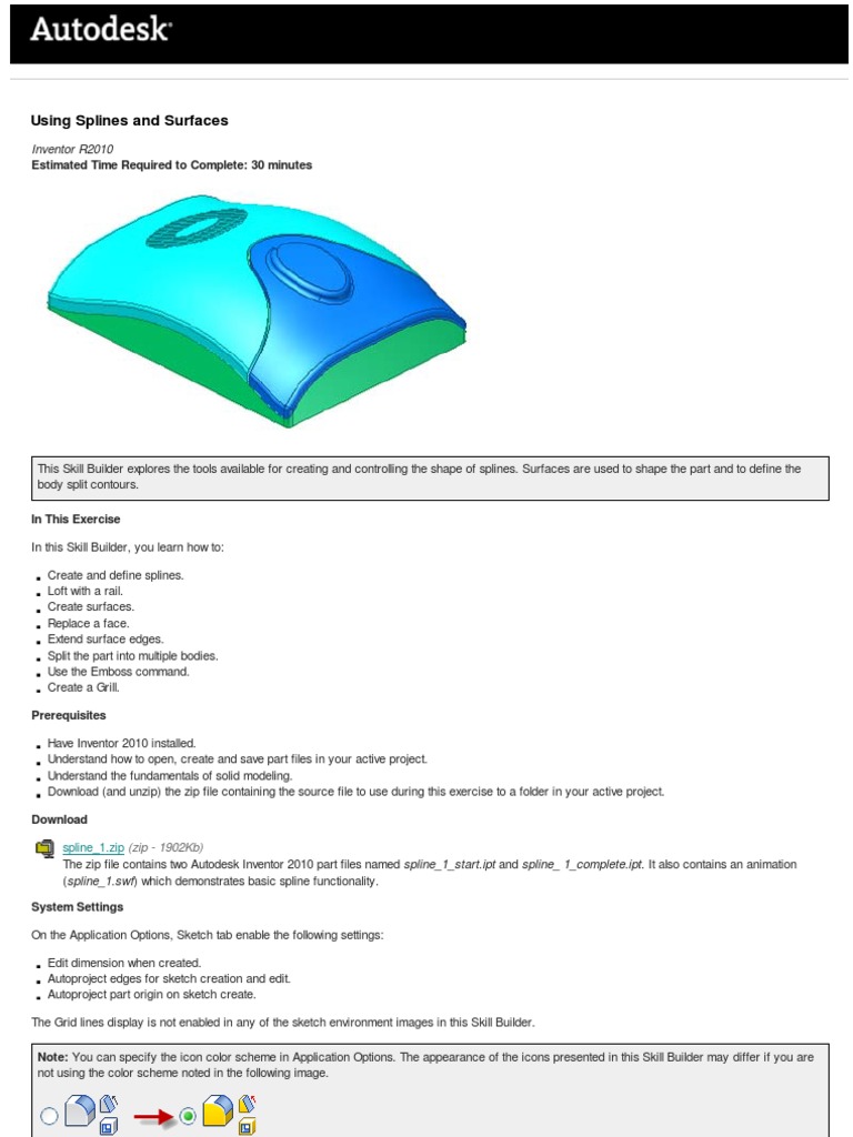 Autodesk - Training - Using Splines | PDF | Spline (Mathematics) | Menu (Computing)