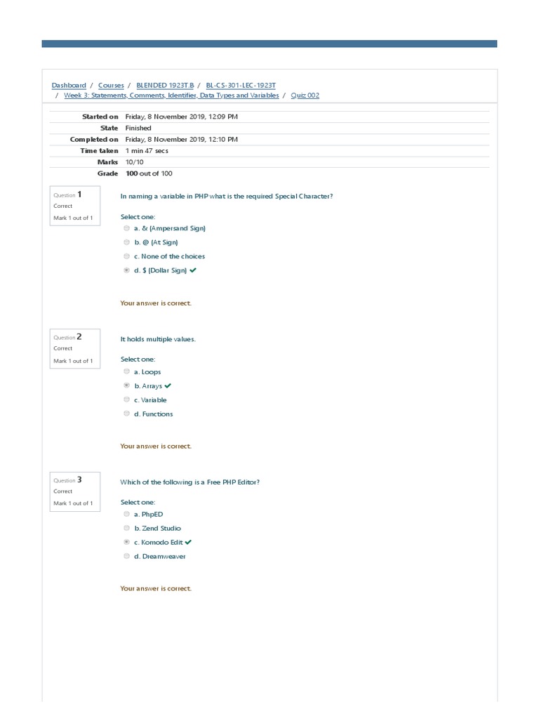 Quiz 002 - Attempt Review2 PDF | Download Free PDF | Web Server | Internet & Web