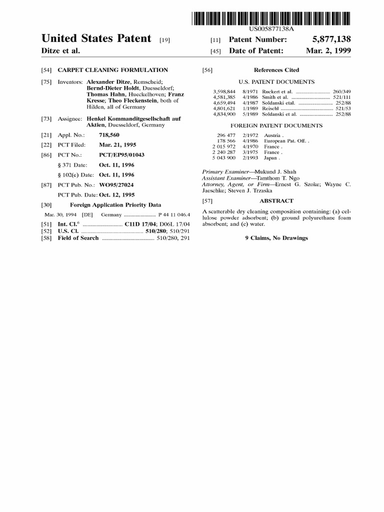 An Improved Carpet Cleaning Formulation Containing Cellulose Powder and ...
