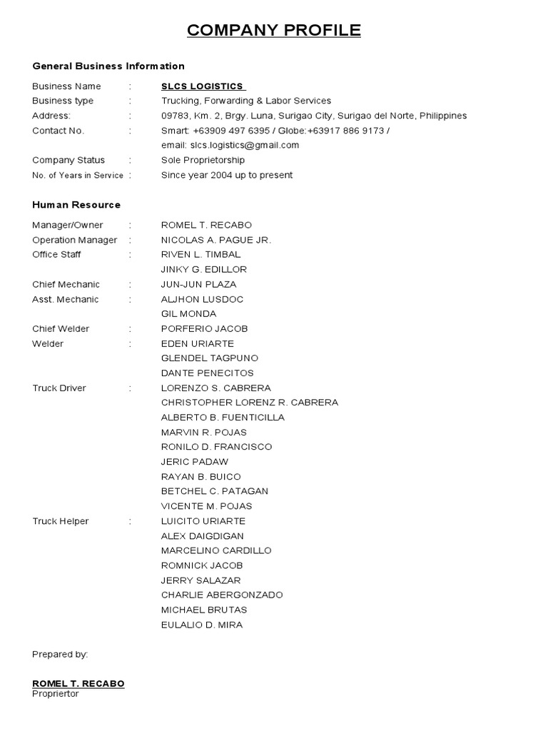 Company Profile Sample