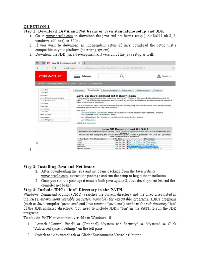 Step 1: Download JAVA and Net Beans or Java Standalone Setup and JDK | PDF | Java Virtual ...