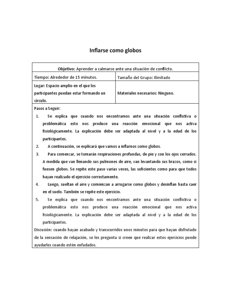 Ejercicio - Inflarse Como Globos | PDF