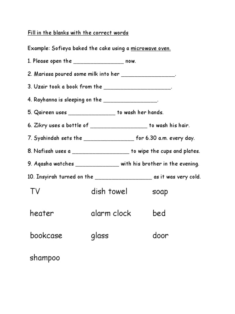 Fill In The Blanks With The Correct Words