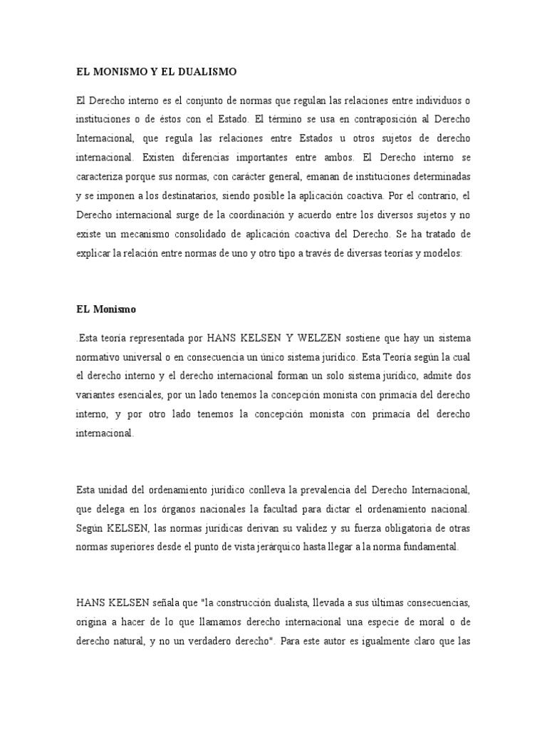 Teorìa Monista y Dualista | PDF | Ley internacional | Legislación