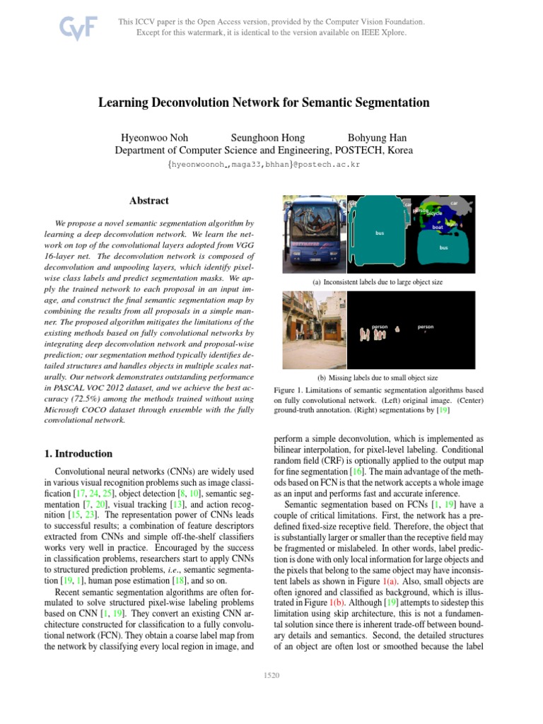 Deconvolution Network ICCV 2015 Paper PDF | PDF | Image Segmentation | Deep Learning