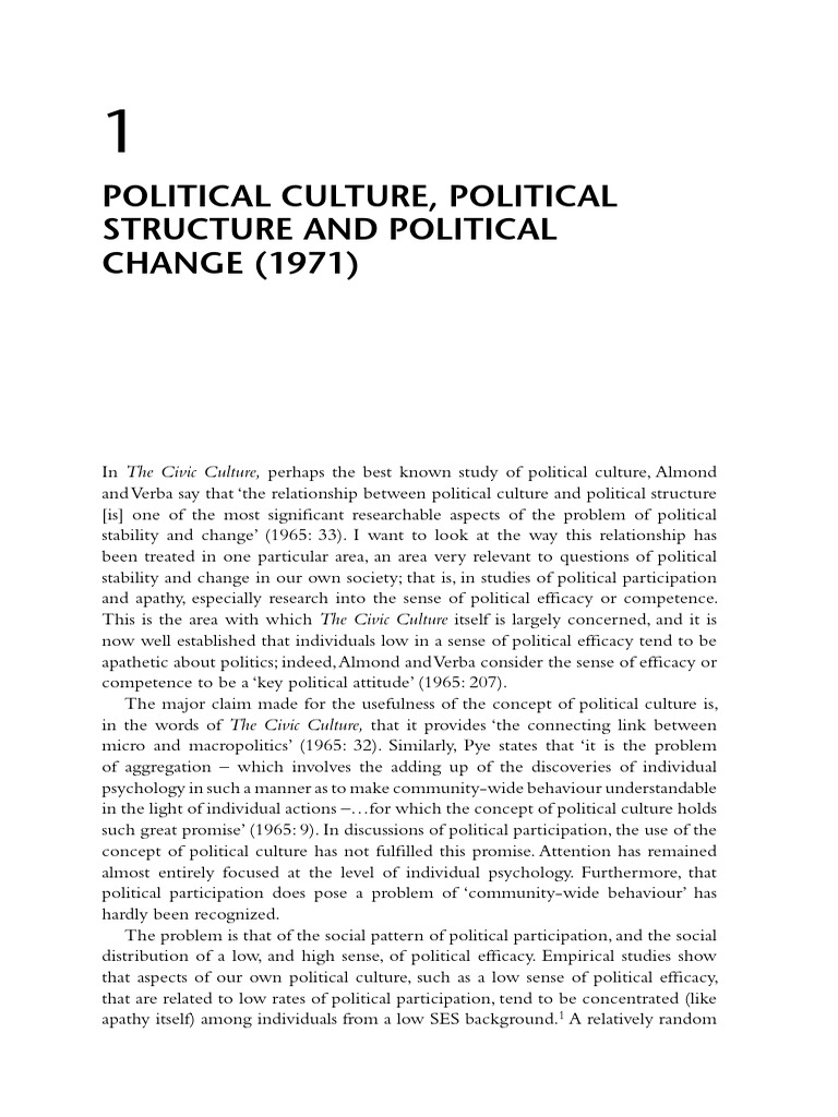 Political Culture, Political Structure and Political Change PDF | PDF ...