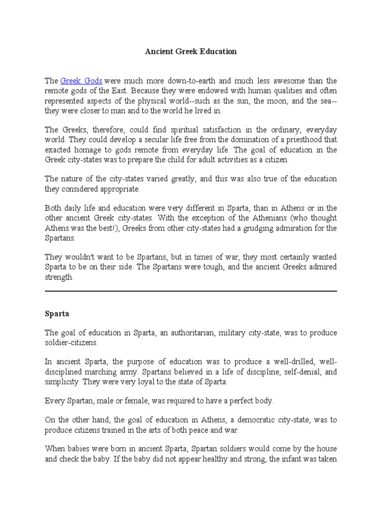 Ancient Greek Education | PDF | Sparta | Ancient Greece