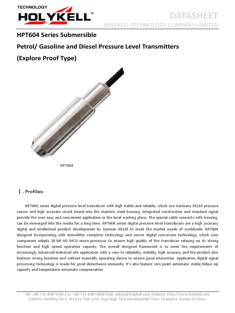 Brosur Sensor HPT 604 PDF | PDF | Pressure Measurement | Electrical ...