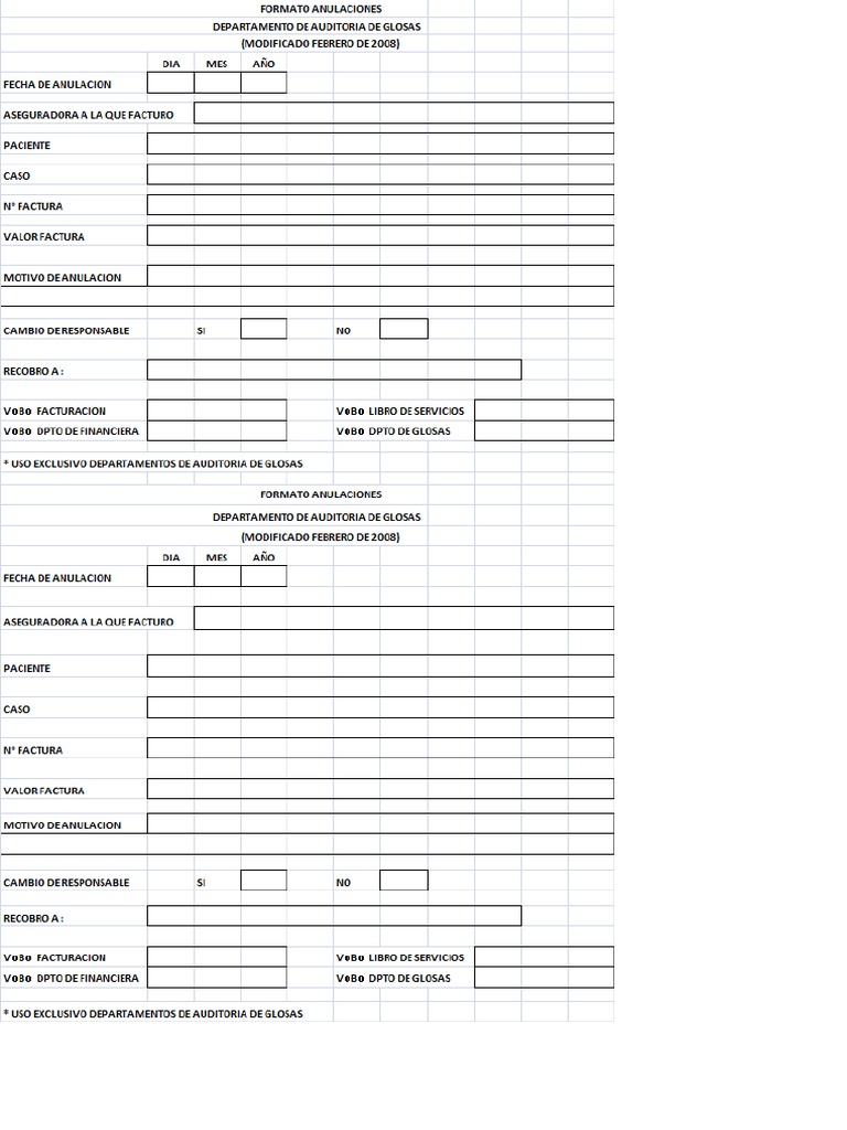 Formato Anulacion | PDF