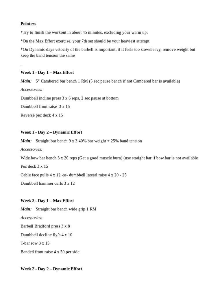 CONJUGATE CLUB 8 Weeks To A Big Bench - Missing at Bottom | PDF ...
