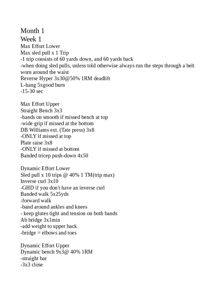 Conjugate Club Football Workouts Month 1 | PDF | Physical Exercise ...