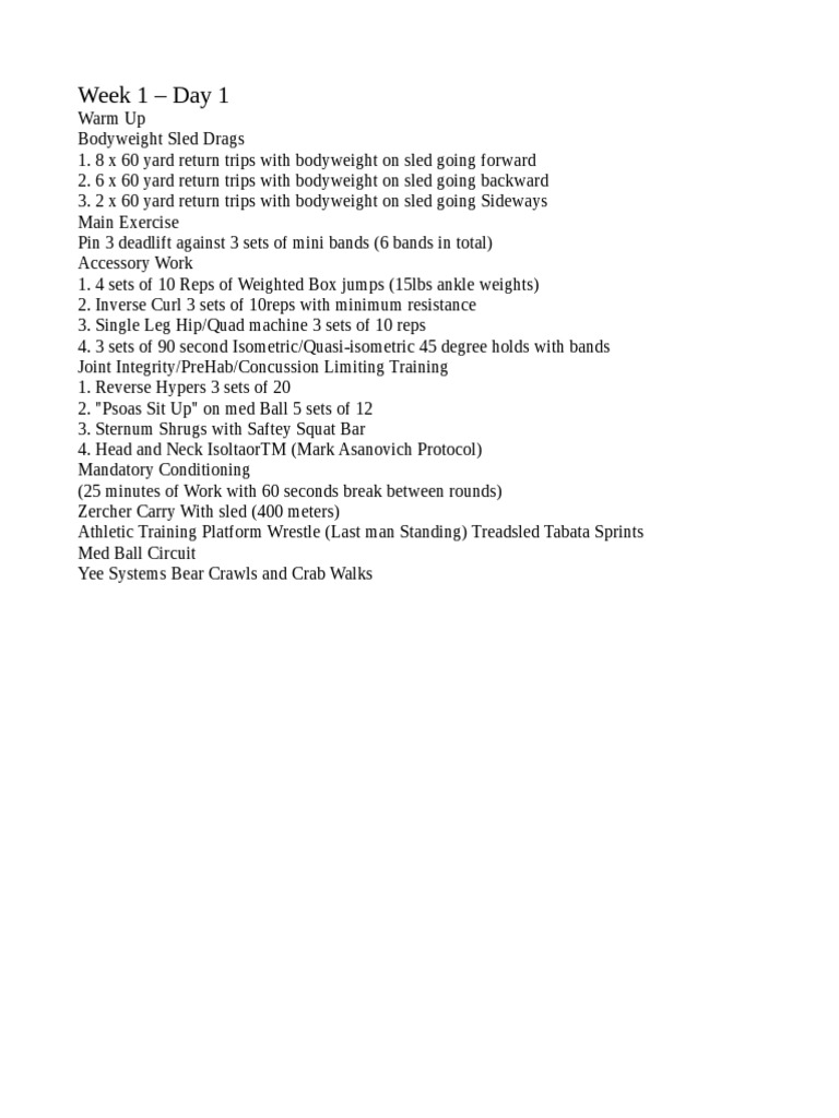 Conjugate Club Mma Workouts Month 1 | PDF | Physical Exercise | Recreation