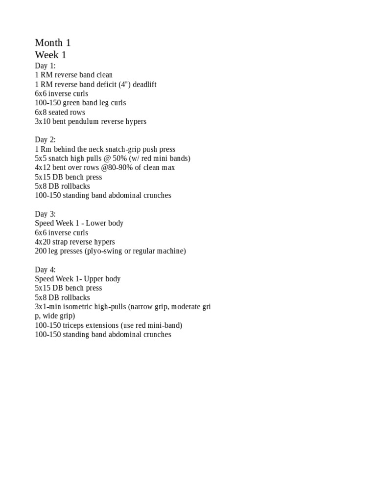 Conjugate Club Olympic Weightlifting Workouts Month 1 Pdf Weight