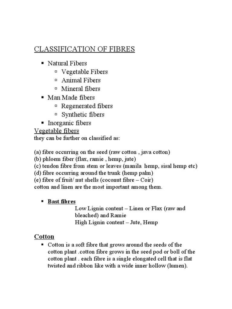 Classification of Fibres | PDF | Fibers | Rayon