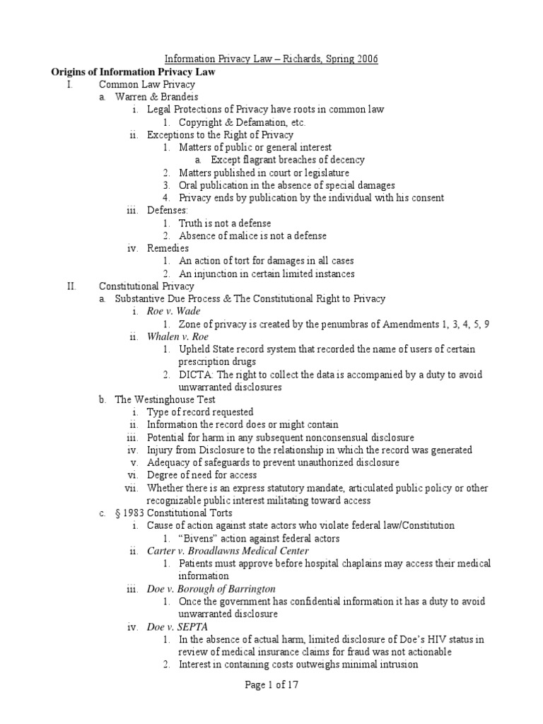 Overview of Information Privacy Law | PDF | Fourth Amendment To The ...