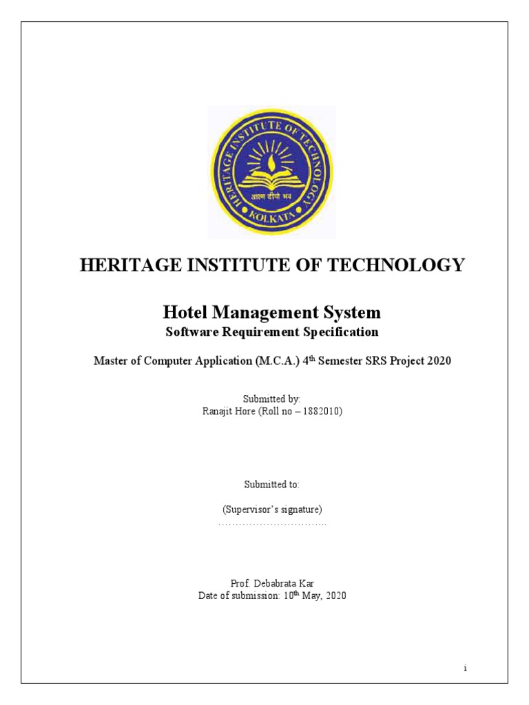 Hotel Management System SRS Document | PDF | Use Case | Databases