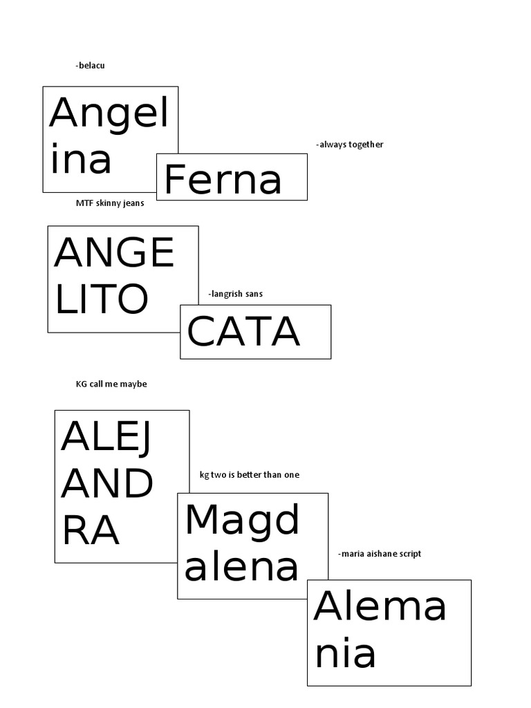 nombres de letras en WORD 2020