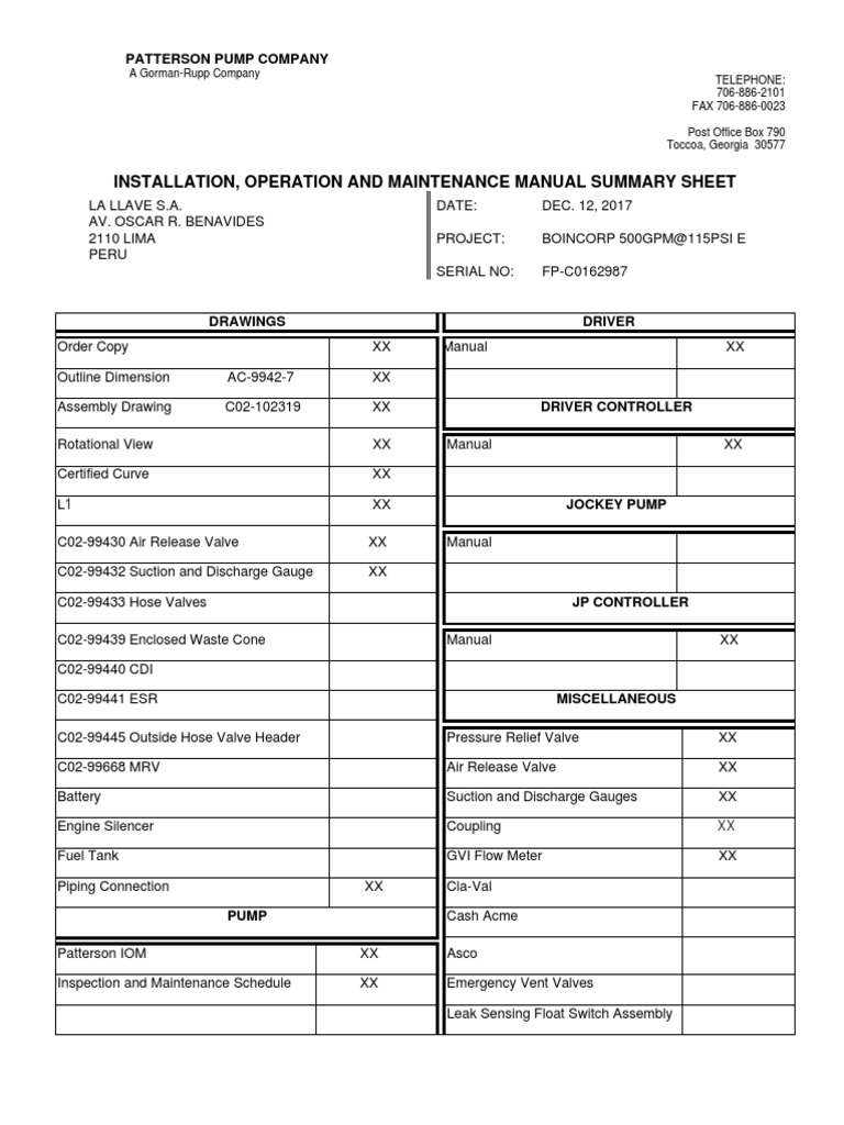 Om Manual C0162987 - Boincorp Bomba Patterson 60 HP | PDF | Pump | Valve