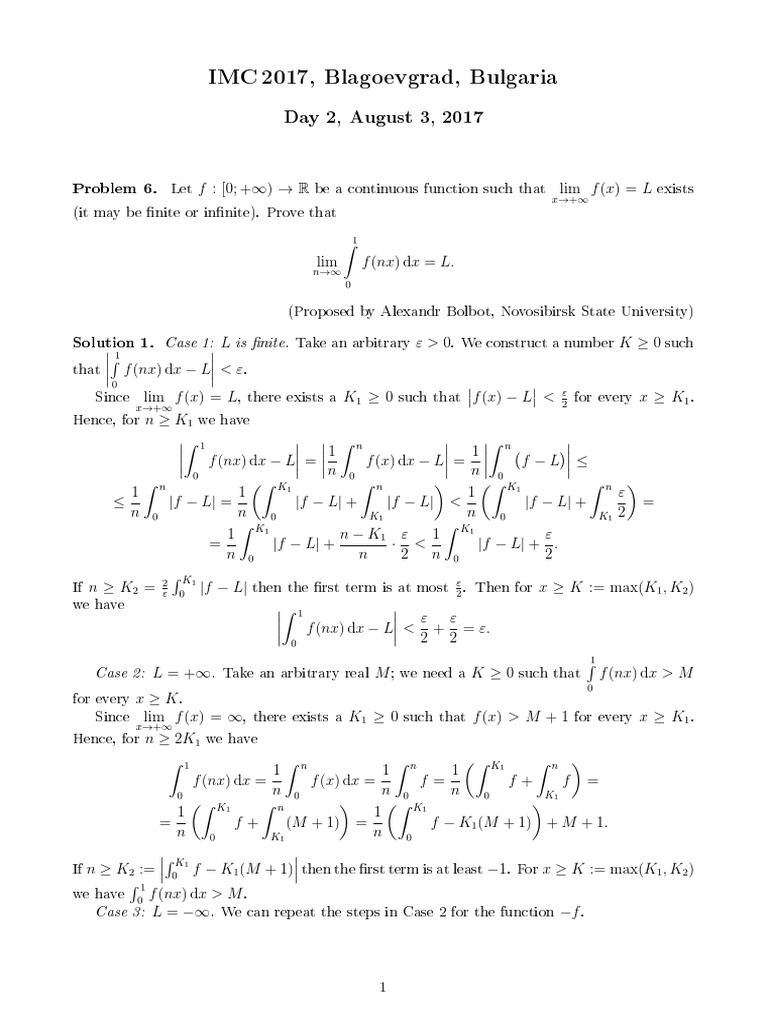 IMC 2017 - Day 2 (Problems and Solutions) | PDF | Eigenvalues And ...