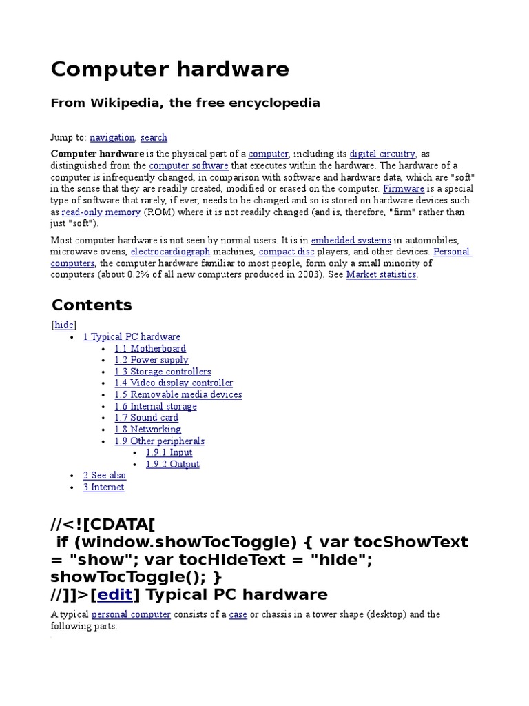 Computer Hardware: From Wikipedia, The Free Encyclopedia | PDF | Blu ...