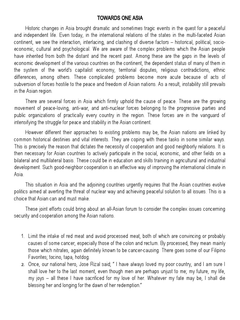 Grade 8 Module 4 Pre Assessmant TOWARDS ONE ASIA | PDF | Asia ...