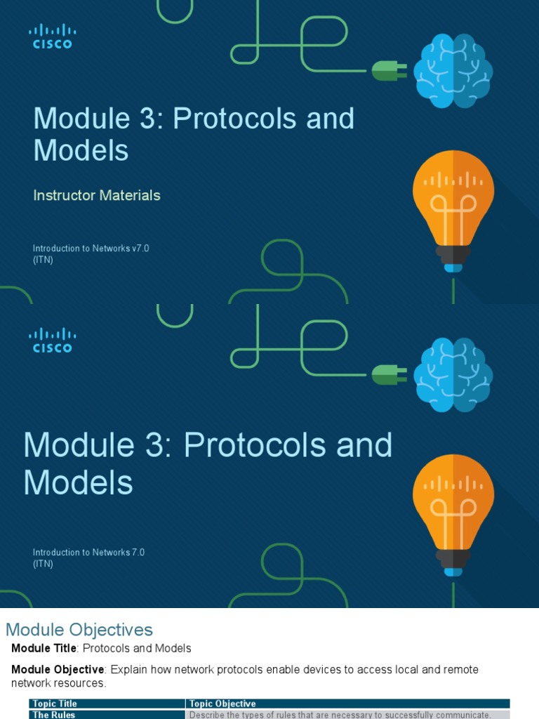 Module 3: Protocols and Models: Instructor Materials | PDF | Osi Model | Internet Protocol Suite