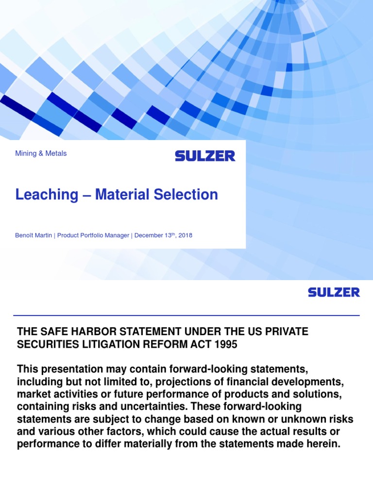 Leaching - Material Selection: Mining & Metals | PDF | Titanium | Corrosion
