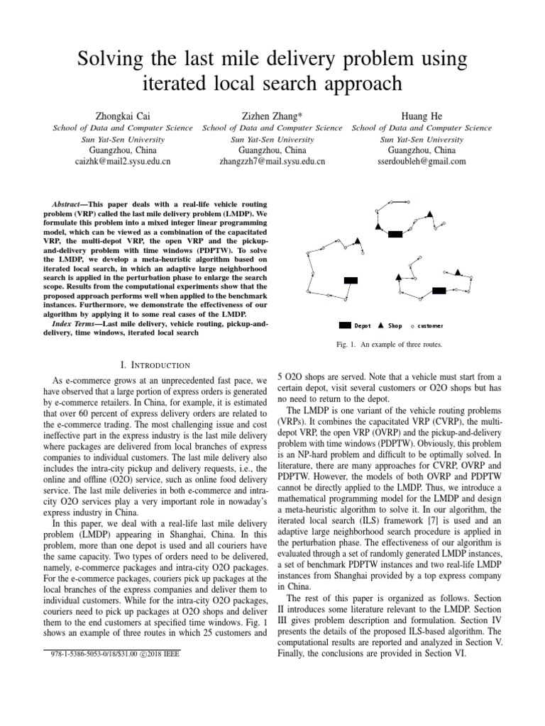 Solving The Last Mile Delivery Problem Using Iterated Local Search Approach Pdf