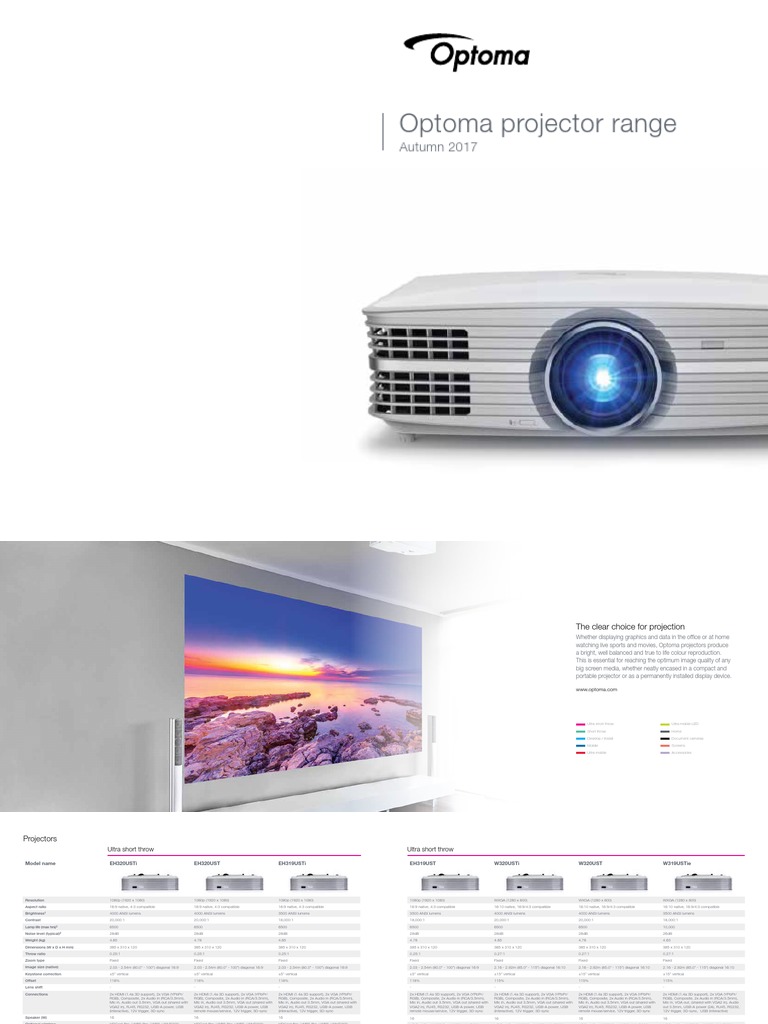 Optoma Projector Range: Autumn 2017 | PDF | Hdmi | Display Technology