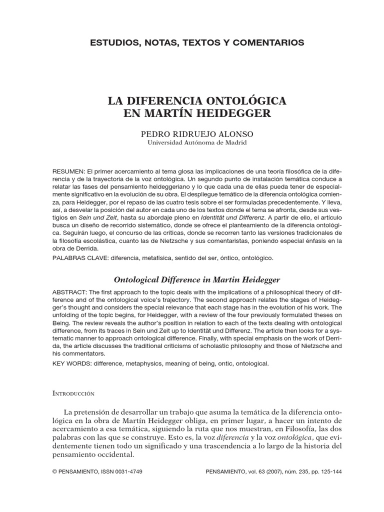 Heideger 1 PDF | PDF | Martin Heidegger | Ontología