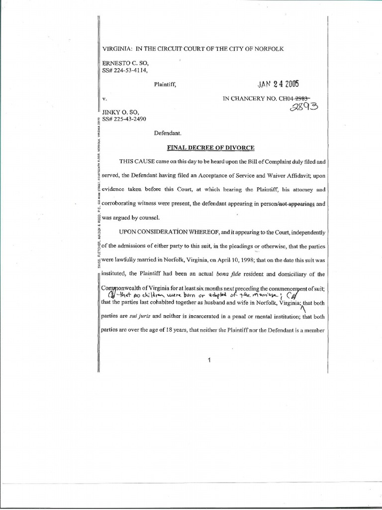 Divorce Decree Page 1 | PDF