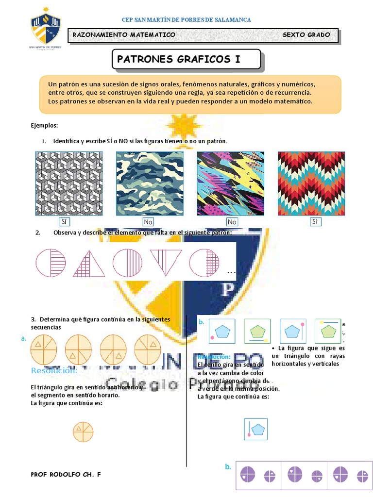 Ejercicios de Patrones Gráficos 6to Grado | PDF | Secuencia | Color