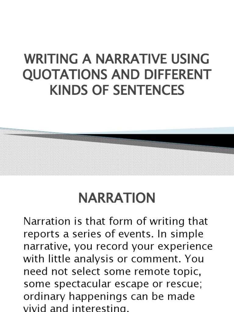 Writing A Narrative Using Quotations and Different Kinds | PDF ...