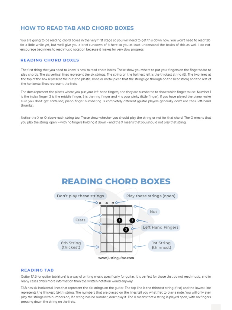How To Read Tab and Chord Boxes | PDF